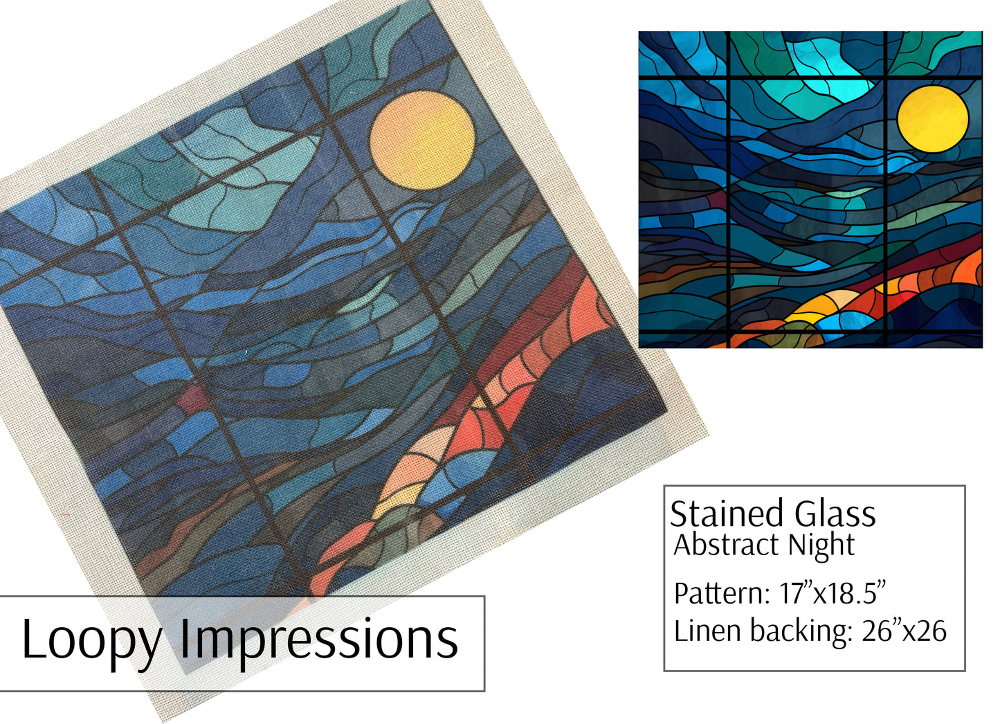Loopy Impressions Pattern - Stained Glass Abstract Night – Loopy Wool ...